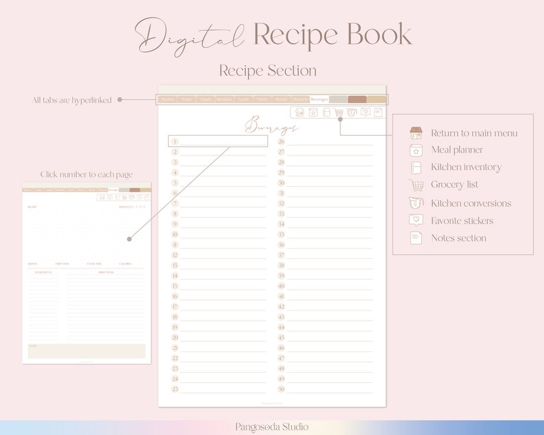 Digital Recipe Book Recipe Planner Meal Planner Digital - Etsy