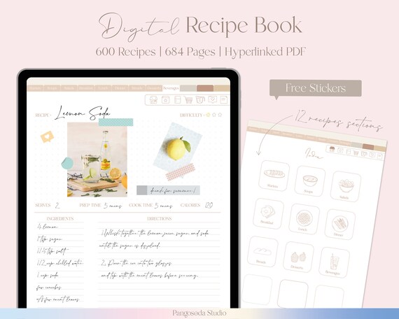 Digital Recipe Book Recipe Planner Meal Planner Digital - Etsy