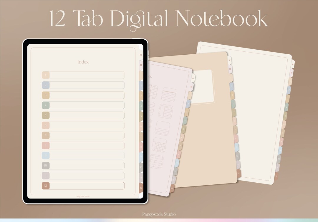 Digital Notebook-12 Subject Hyperlinked Tab for Goodnotes, Student ...