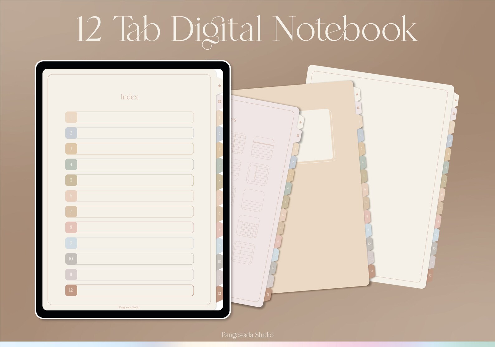 Digital Notebook-12 Subject Hyperlinked Tab for Goodnotes - Etsy