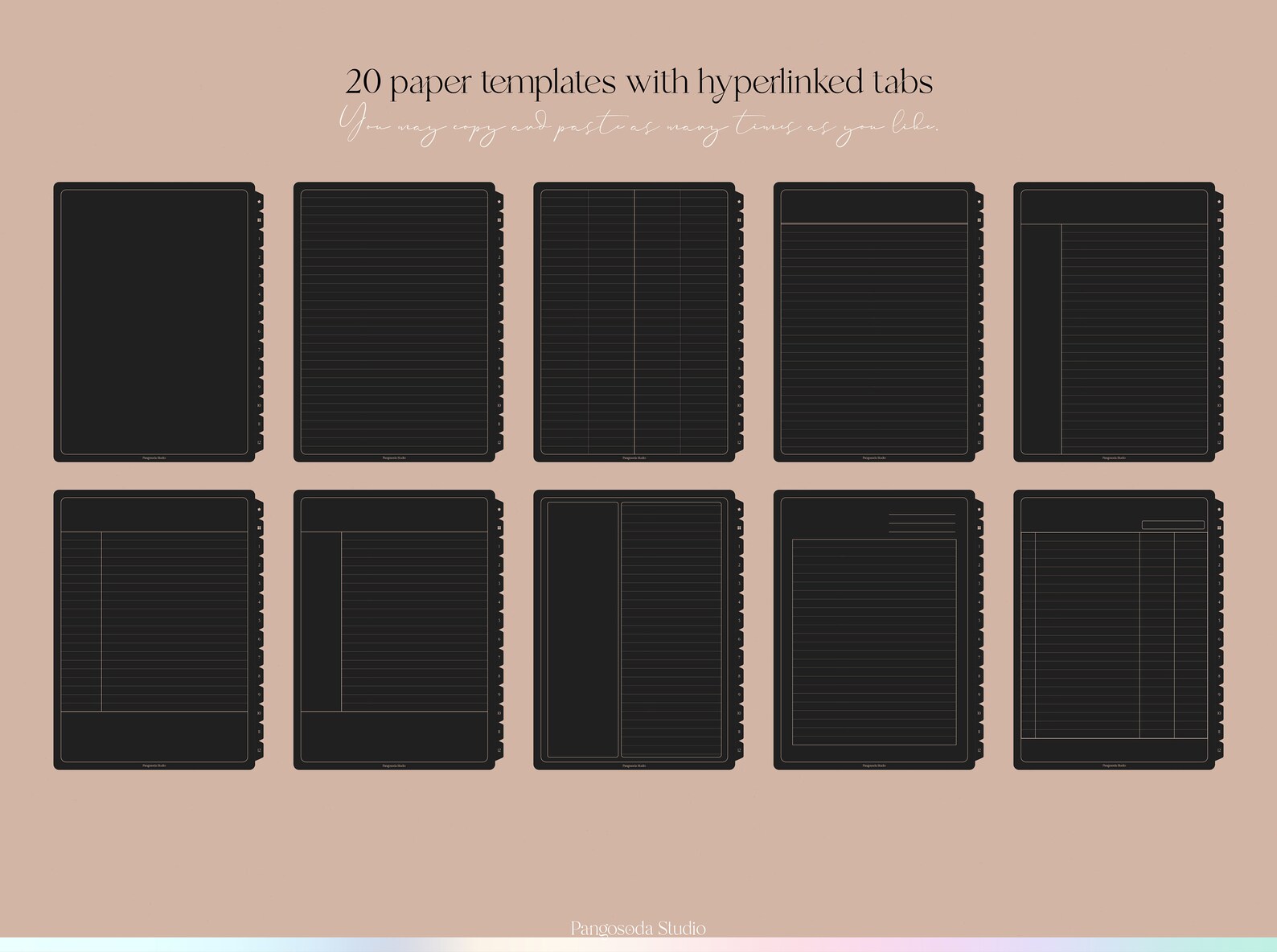 Dark Mode 12 Subject Hyperlinked Tab, Digital Notebook,notability ...