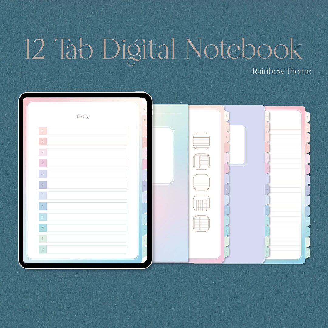 Digital Portrait Notebook,12 Hyperlinked Tabs for Goodnotes Notability ...