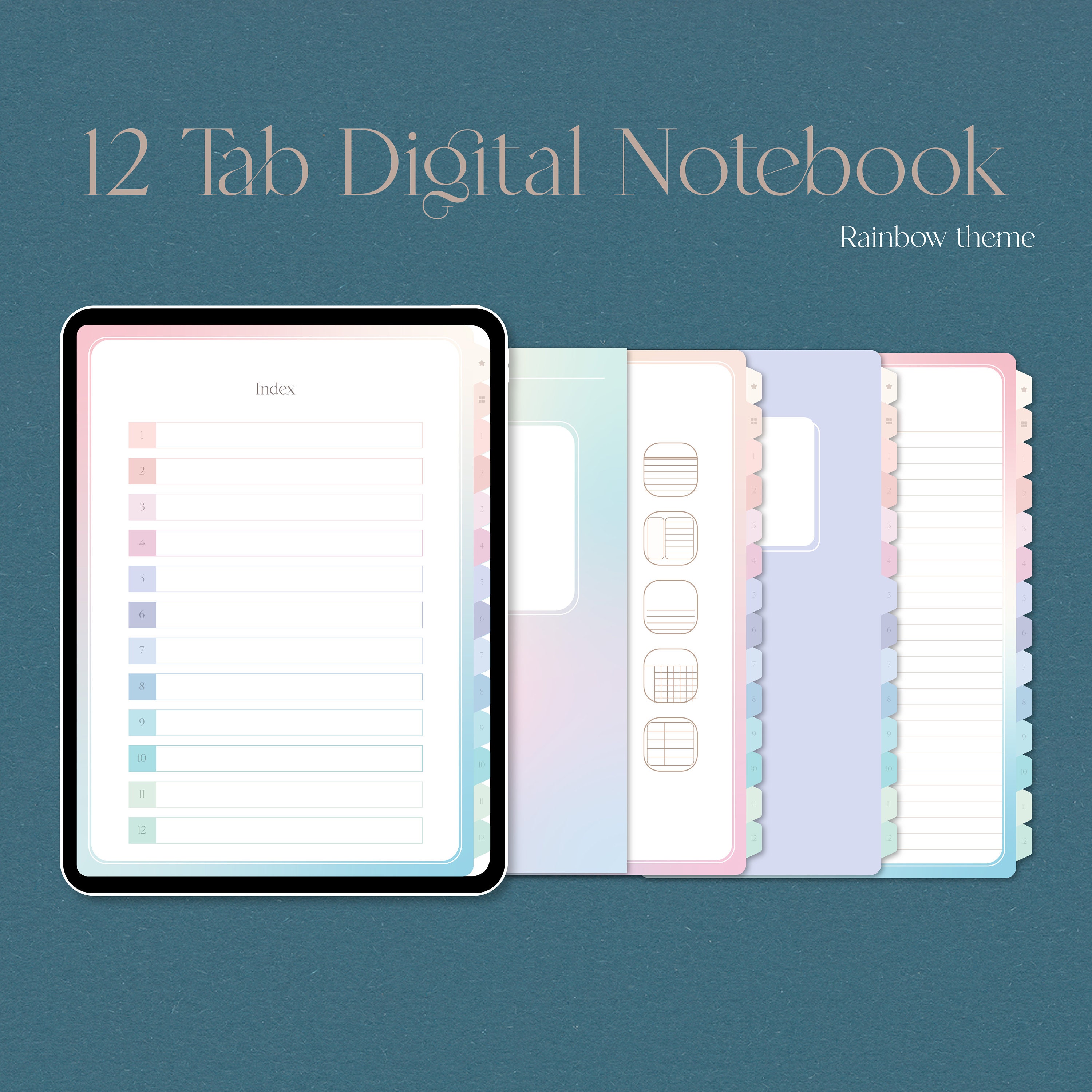 Digital Portrait Notebook12 Hyperlinked Tabs for Goodnotes - Etsy