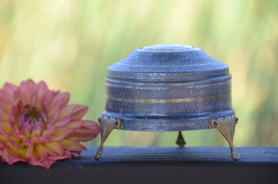 Antique METAL POWDER BOX | Victorian Jewelry Powder B… - Gem