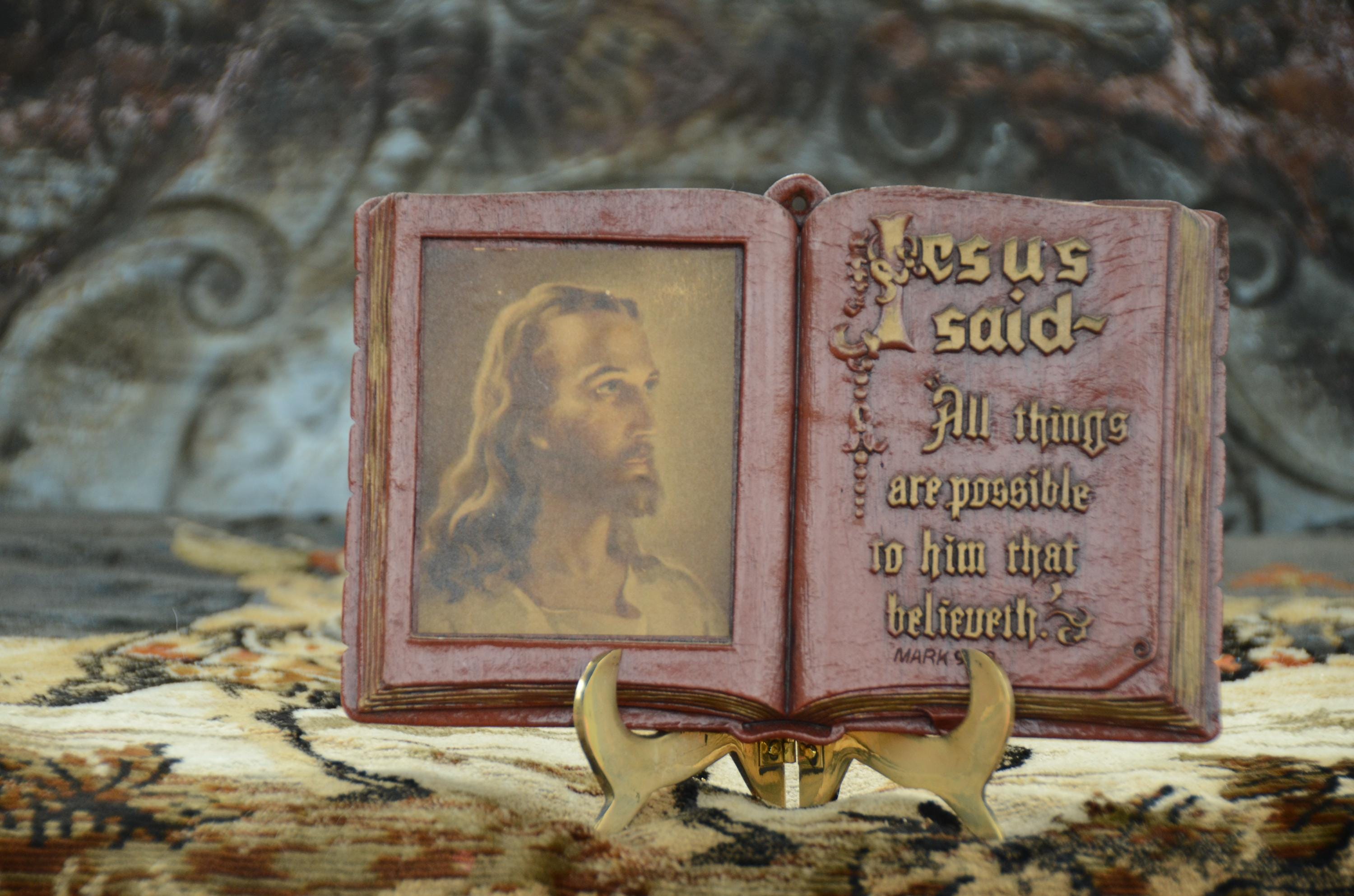 JESUS Wall Plaque | Portrait of Jesus Hard Plastic | Mark 9:23 "all ...