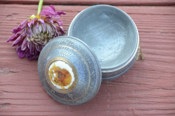 Antique METAL POWDER BOX | Victorian Jewelry Powder B… - Gem
