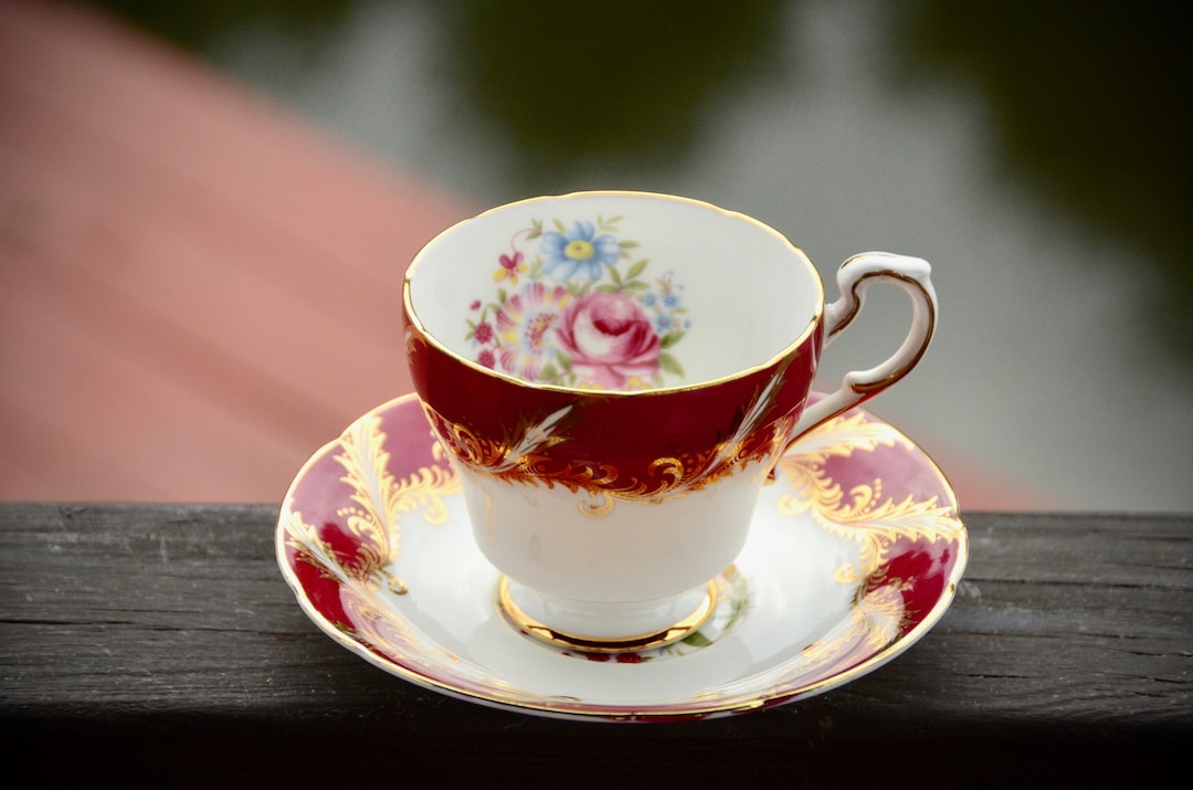 PARAGON Tea Cup and Saucer Burgundy, Dark Pink, Deep Fuschia, Maroon ...