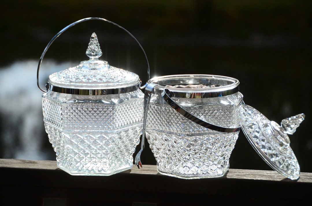 Anchor Hocking Ice Buckets With Metal Handles and Lids Wexford Vintage ...