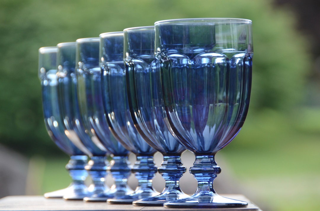 Blue Goblets Sold PER GLASS Libbey Iced Tea Duratuff Glasses Made in ...