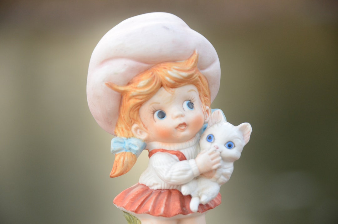 Vintage Ceramic Bisque Figurine of Strawberry Blonde Girl in Pink ...