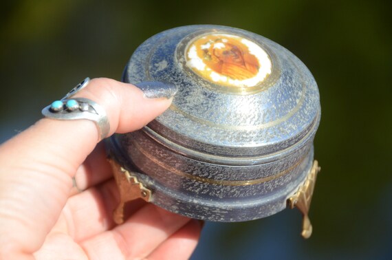 Antique METAL POWDER BOX | Victorian Jewelry Powder B… - Gem
