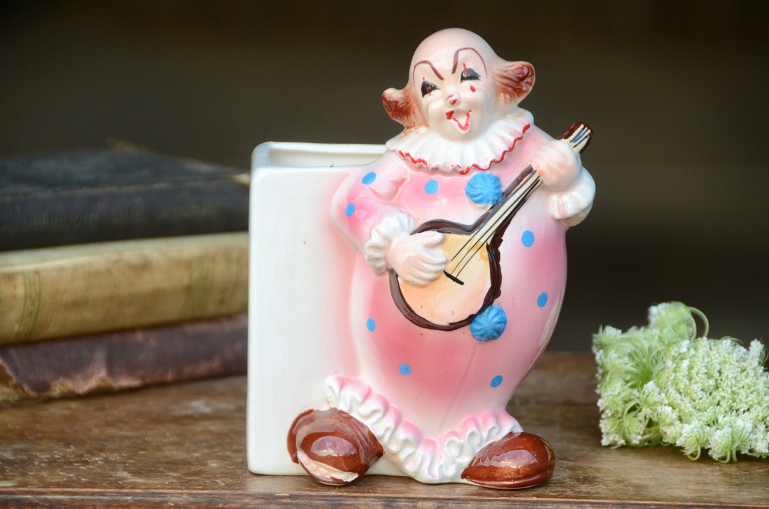 Vintage Clown Planter Vase: Circus Carnival Decor | Creepy Clown White ...