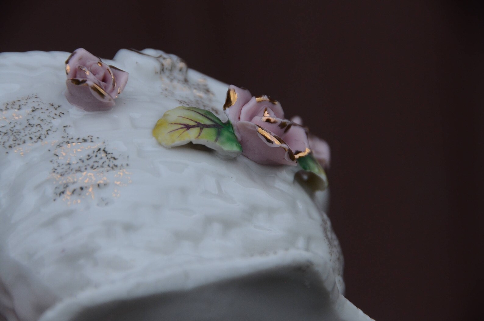 Bone China/porcelain Basket With Applied Roses and Gold Gilt. - Etsy