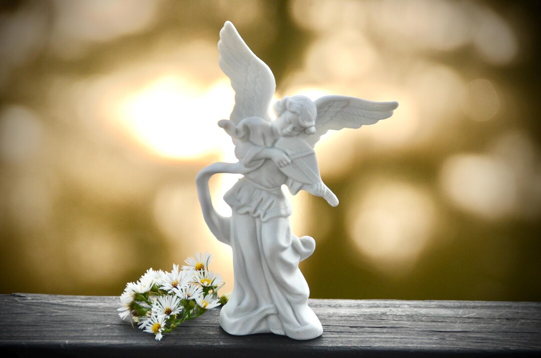 Vintage PORCELAIN Bisque ANGEL Figurine Playing a Violin | Christmas ...