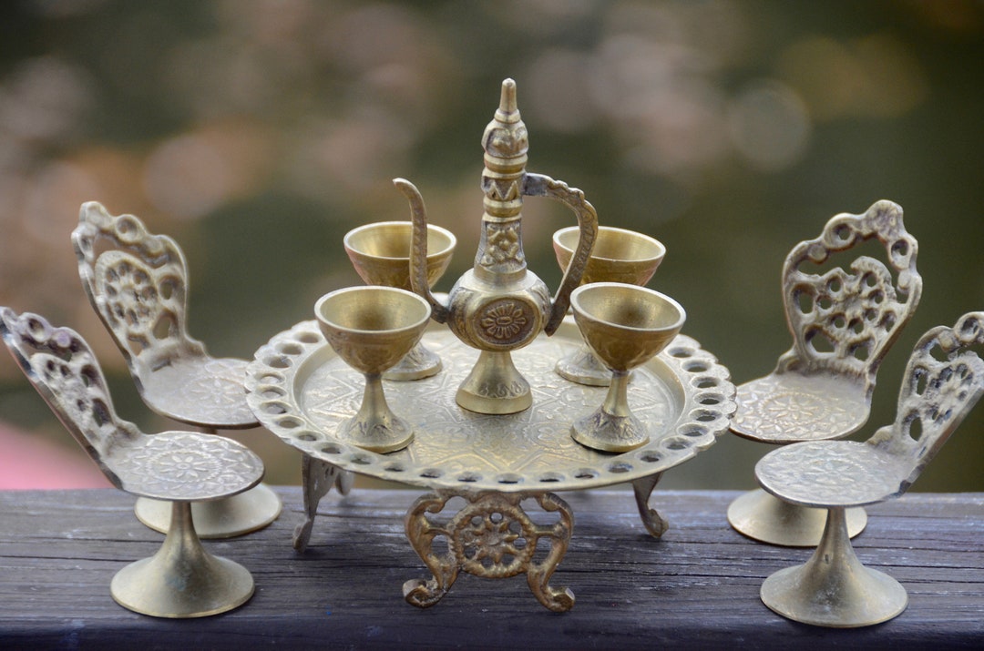 Vintage Brass TURKISH COFFEE Doll House Set | Miniature Turkish Coffee ...