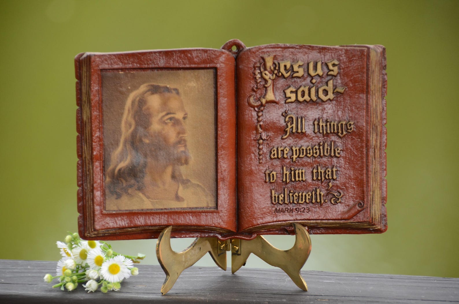 JESUS Wall Plaque | Portrait of Jesus Hard Plastic | Mark 9:23 "all ...