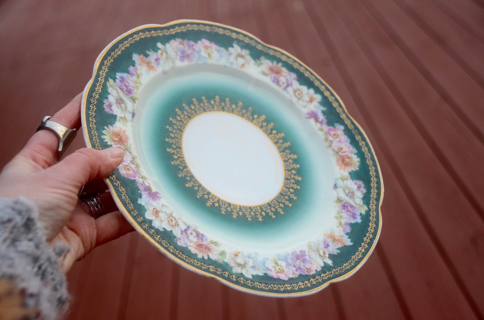 Antique Austria PLATE Teal Cabinet Plate Merkelsgrun | Etsy