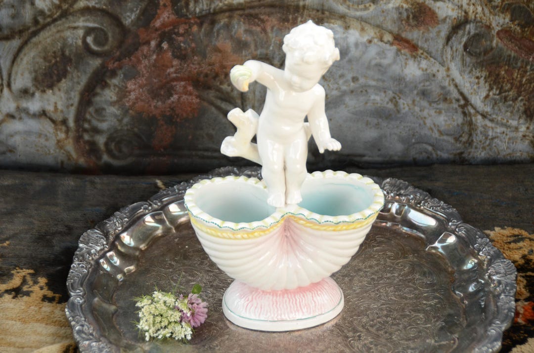 CHERUB PLANTER | Made in Italy Cherub Angel Planter With Shell | Double ...