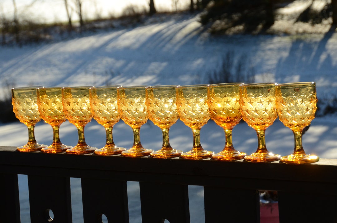 AMBER Goblets Sold PER GLASS Stippled Star Goblet L.G. Wright Glass Co ...