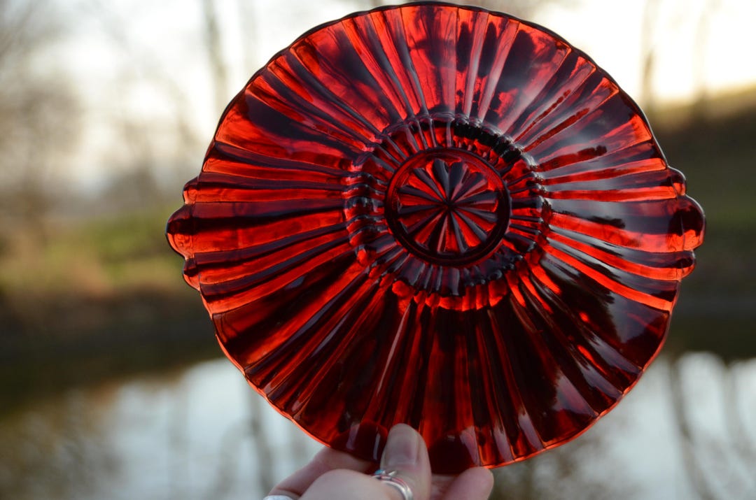 Royal RUBY RED Anchor Hocking Shallow Bowls Mint Dish | "old Cafe ...