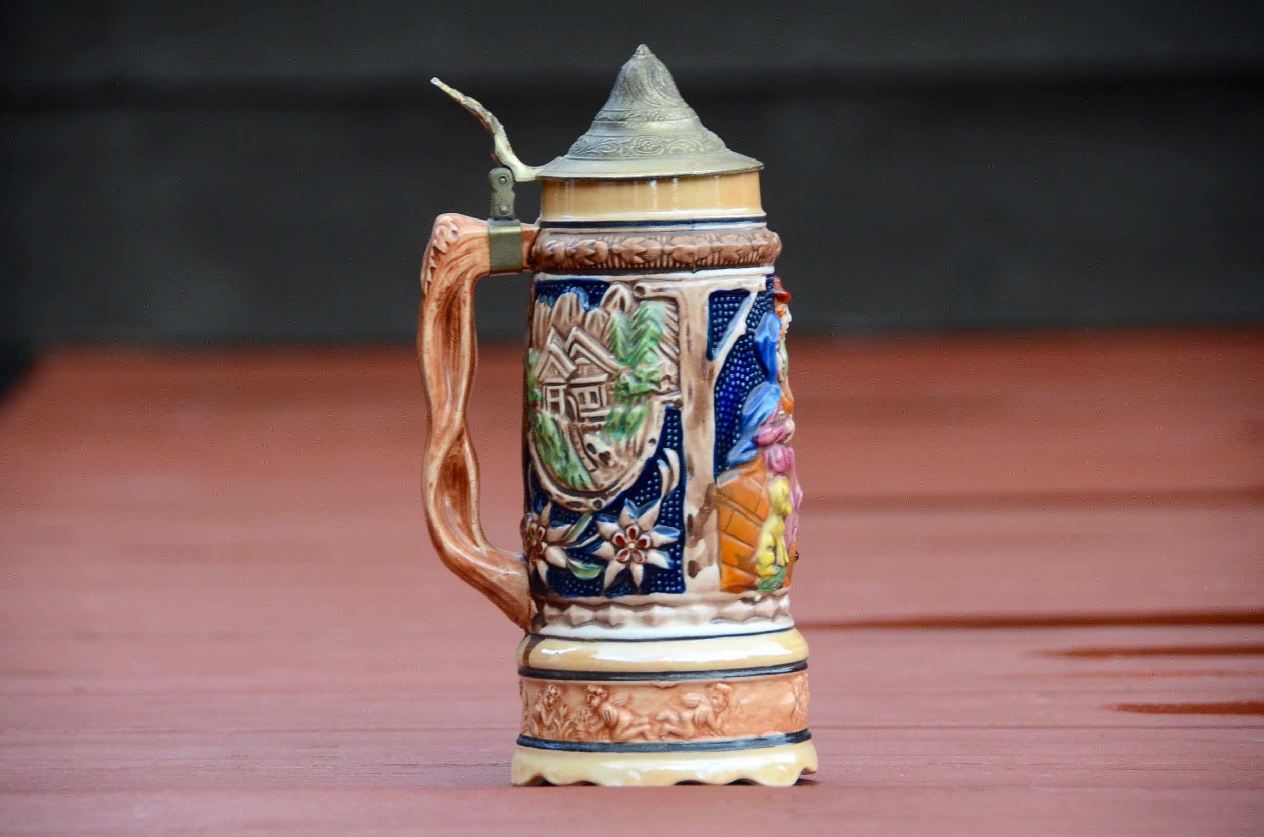Collectible Ceramic Beer Stein With Metal Lid German Collectible Beer ...