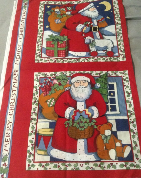 Santa Fabric Panels /Susan Winget/Vintage | Etsy