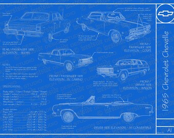 1967 Chevrolet Chevelle SS blueprint poster 18x24 | Etsy