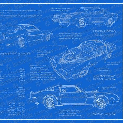 1979 Pontiac Firebird / Trans Am Blueprint Poster - Etsy