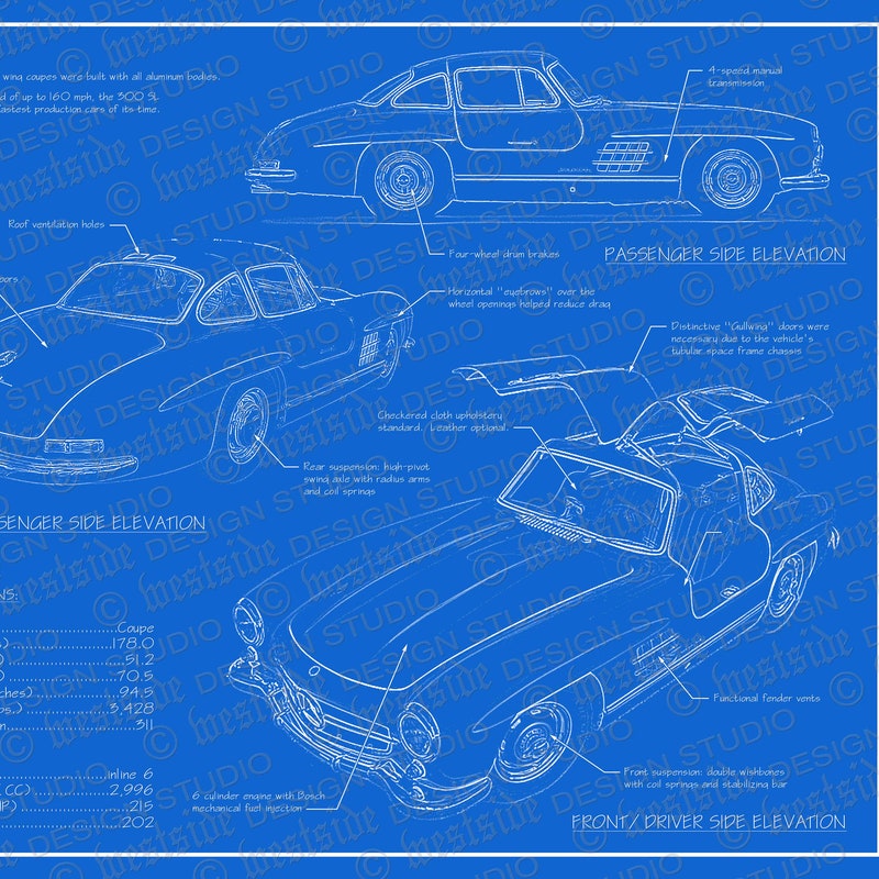 Mercedes Benz Blueprints - Etsy