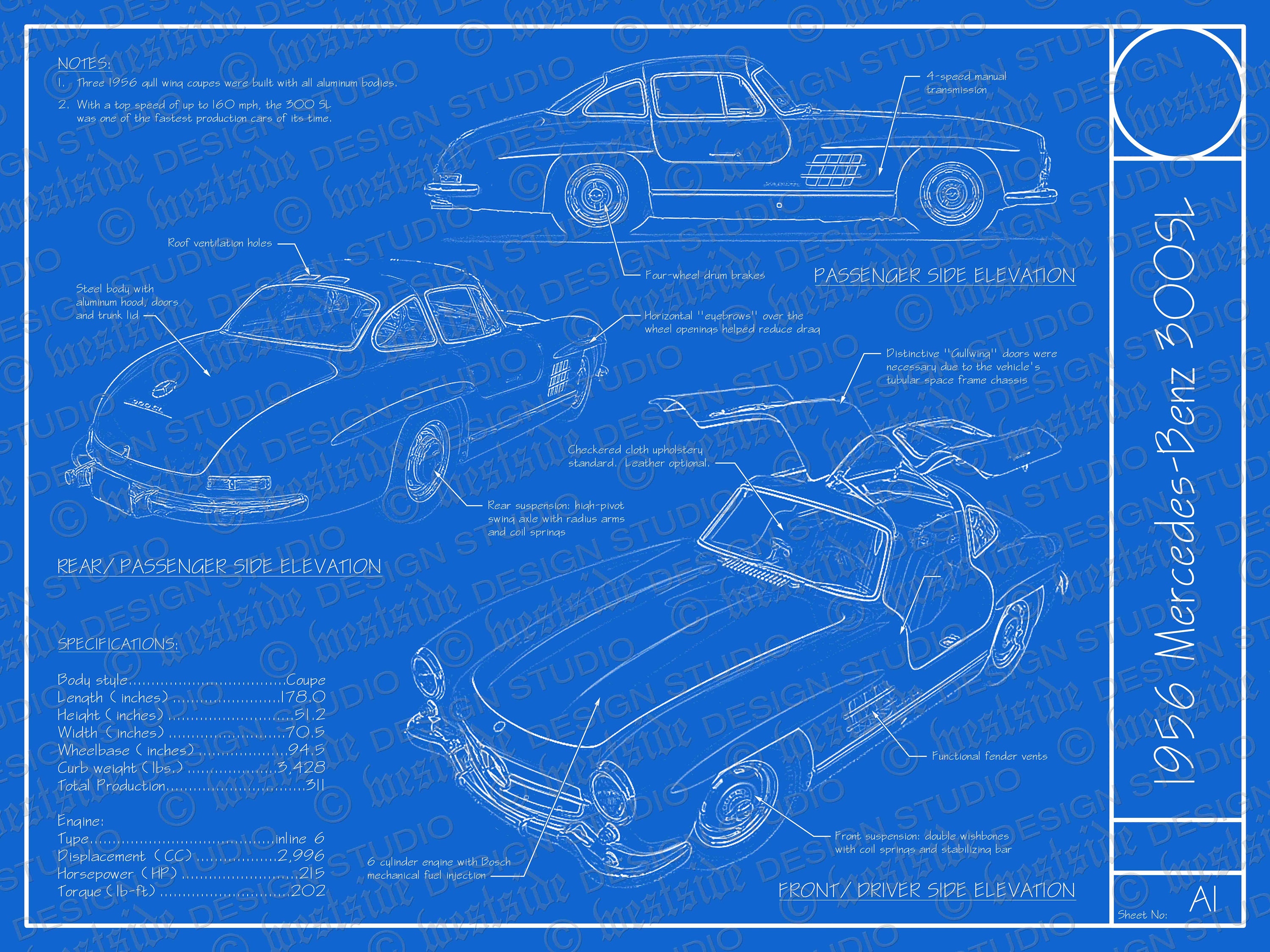 Mercedes-Benz 300SL Blueprint Download Free Blueprint For, 47% OFF