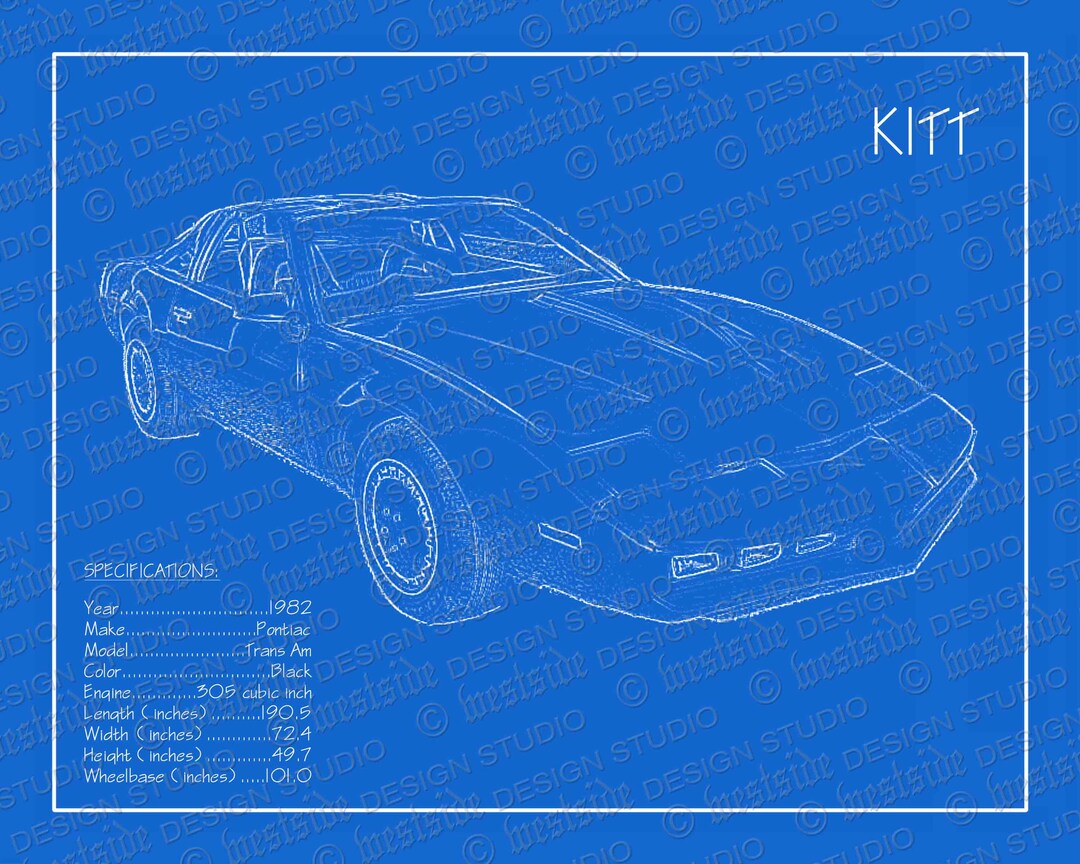 1982 Pontiac Trans Am - KITT Blueprint 8"x10" (JPEG Image File) - Etsy