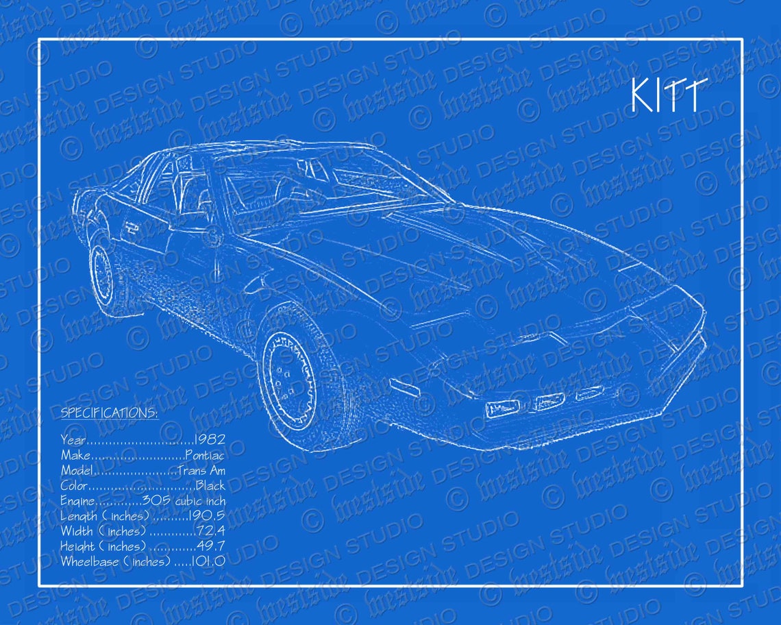 1982 Pontiac Trans Am KITT Blueprint 8x10 JPEG - Etsy India