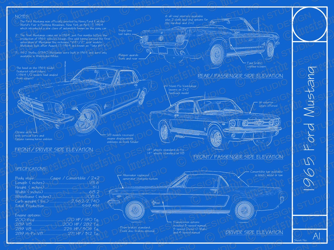 Ford Mustang 1967 Fastback Blueprints