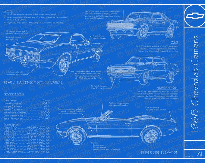 1972 Chevrolet Nova Blueprint Poster 18x24 JPEG Image File - Etsy Canada