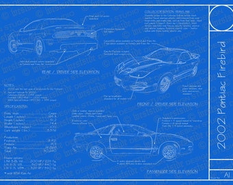 1984 Pontiac Firebird / Trans Am Blueprint Poster | Etsy