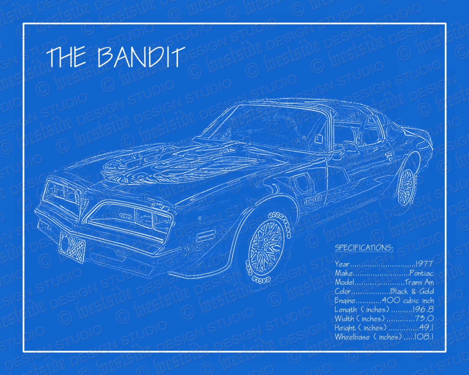 1977 Pontiac Trans Am Smokey & the Bandit Blueprint | Etsy