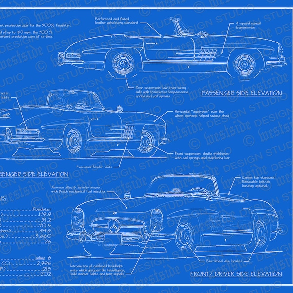Mercedes Benz Blueprints - Etsy