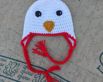 Crochet Chicken Hat With Earflaps and Feet for Tassels White Chicken ...