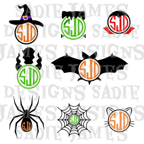 Halloween Svg Halloween Monogram Frames Svg Dxf Eps Candy | Etsy
