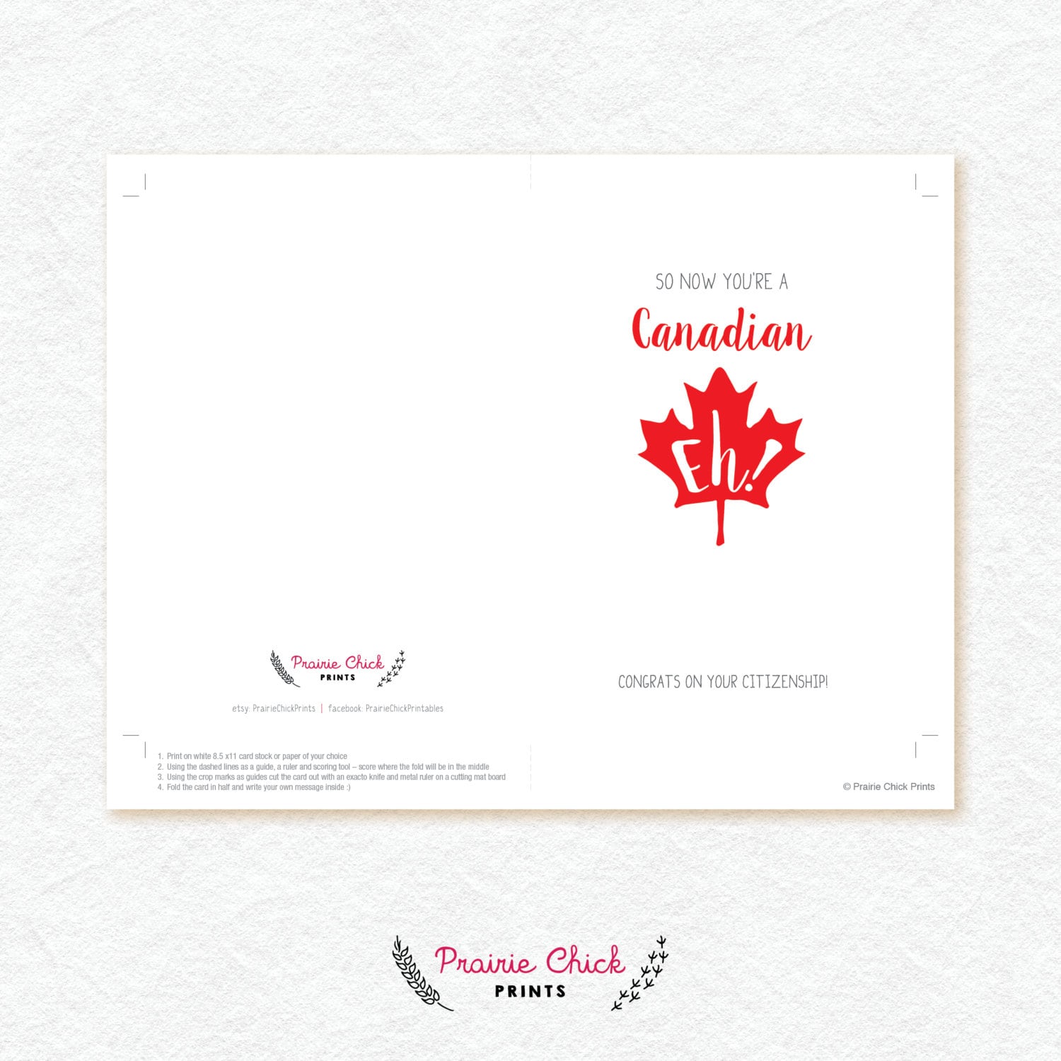 So Now You're a Canadian Eh Greeting CARD / Citizenship / Red, White ...