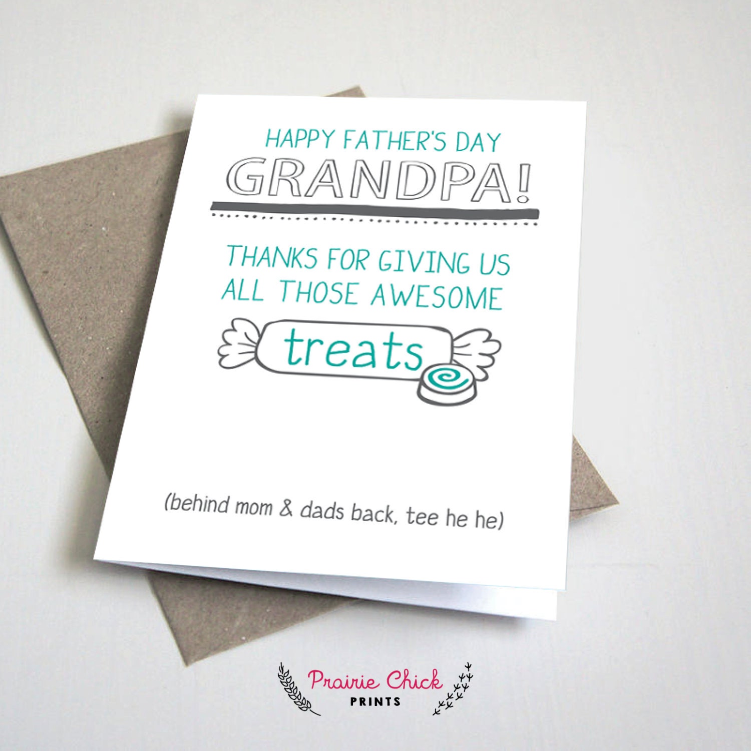 Happy Fathers Day Grandpa Card Funny Teal And Grey 5x7 Etsy