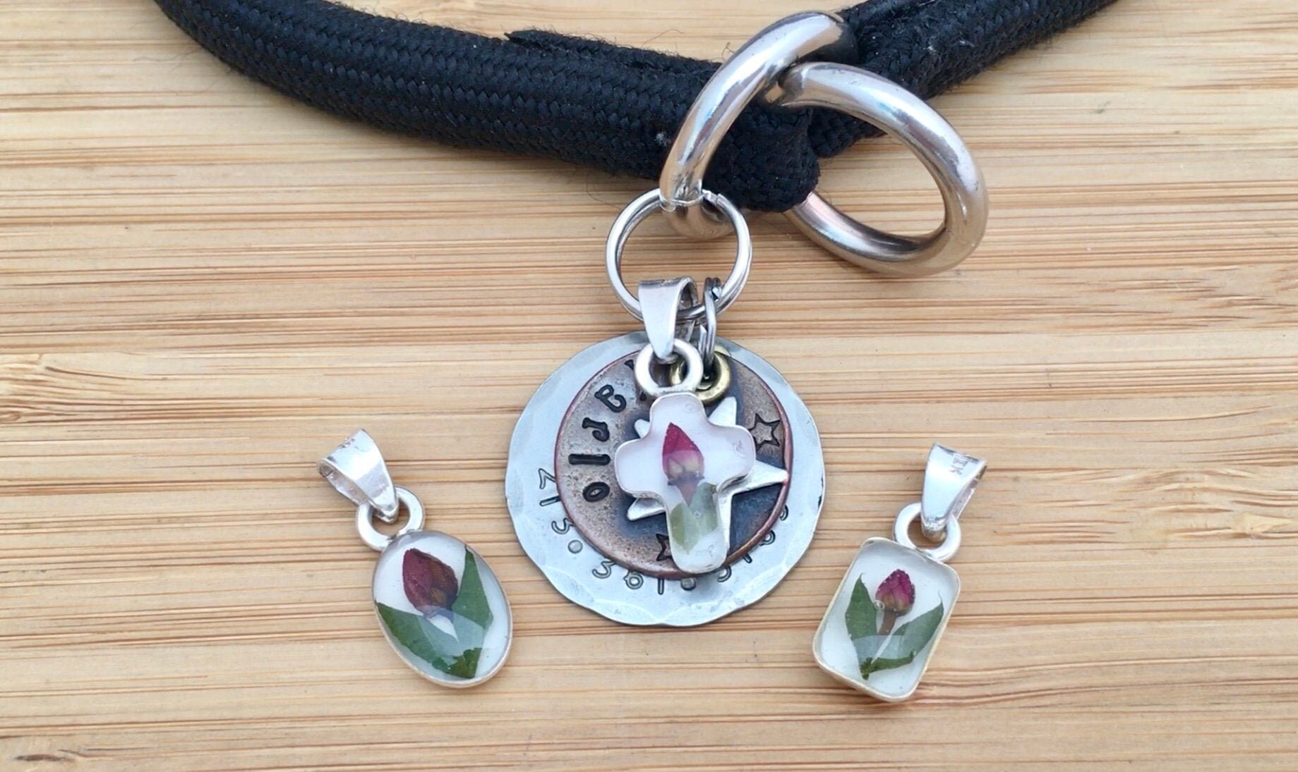 Pet Amulet Tiny Rosebud Dog Collar Charm Rose Charm | Etsy