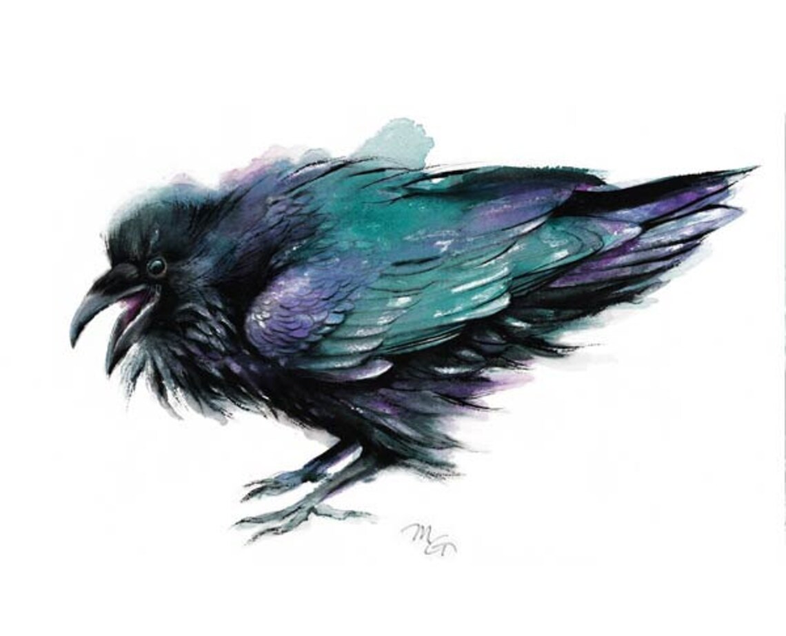 Raven Painting Watercolor Giclee Print. Nature or Bird | Etsy