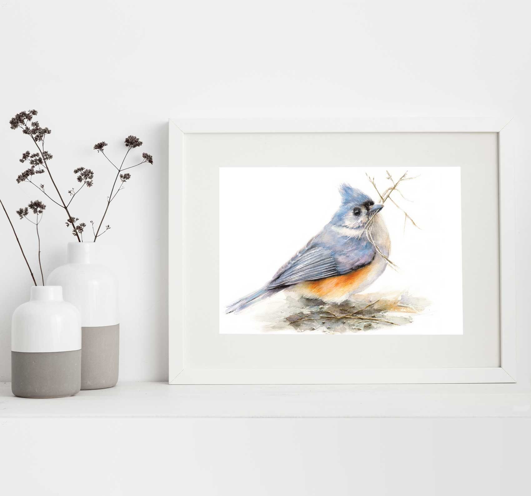 Tufted Titmouse Giclee Print of Watercolor Painting. Bird - Etsy