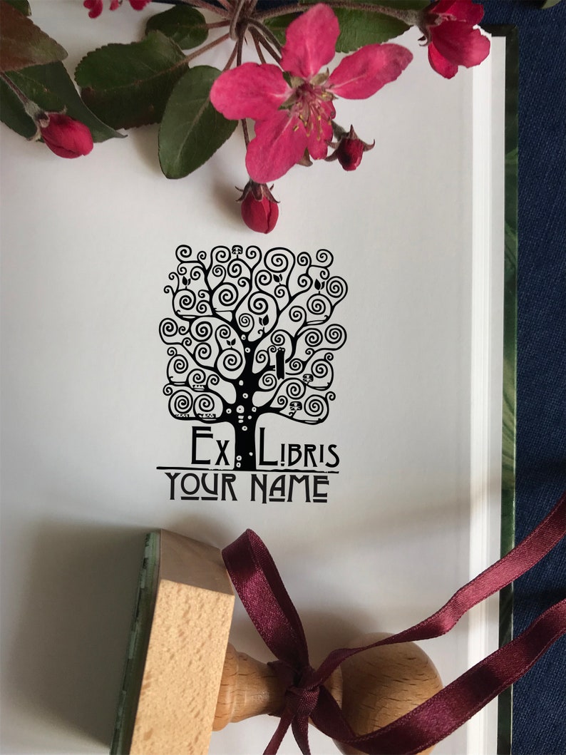 TREE OF LIFE Personalised Ex Libris Wooden Stamp Art Deco | Etsy