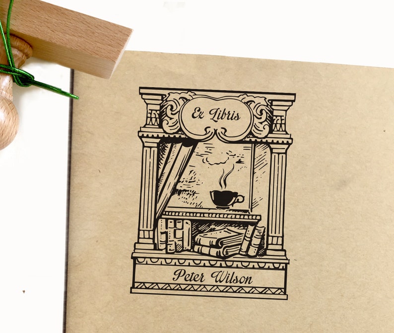 English Library Personalized Ex Libris Stamp: Large Book Stamp - Etsy