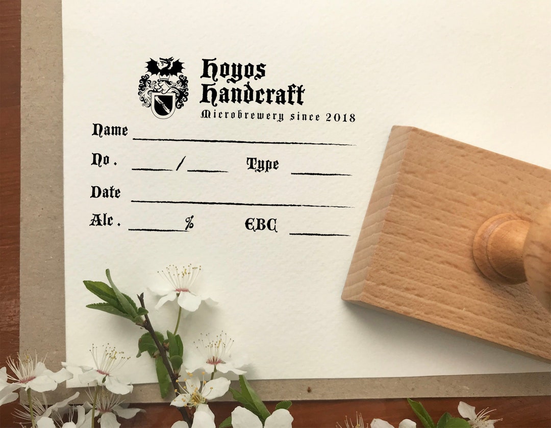 Custom LABEL Stamp on the Big Handle 8 X 6 Cm / 3,15 X 2,36 Big Company ...