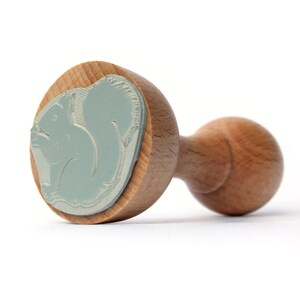 Rubber Stamp SQUIRREL on a Traditional Wooden Handle. Wild Animal Eco ...