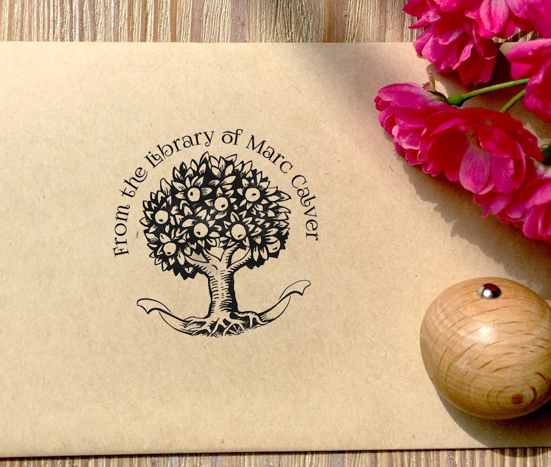 APPLE TREE Personalised Ex Libris Wooden Stamp the Tree of - Etsy