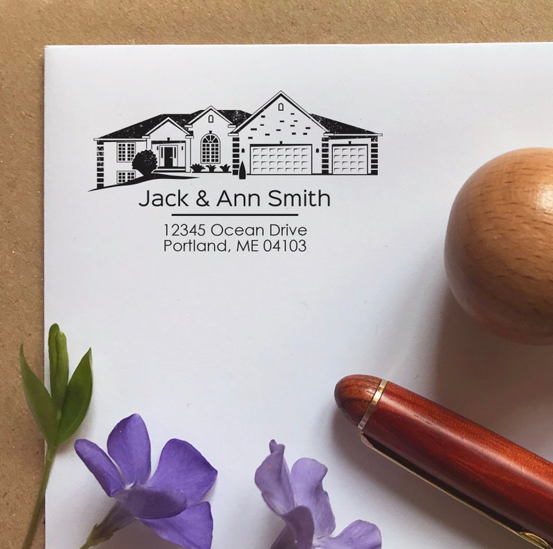 RETURN Address Stamp House Drawing Portrait of the House - Etsy